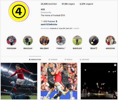 433, bereikt jongeren met voetbal op Instagram en TikTok